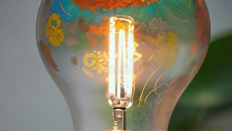 Painted Light Bulb Lighting Up Lights Up Closeup Stock Footage - Video ...