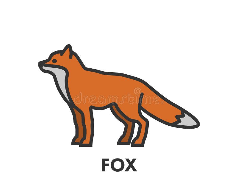 Painted Line Figure of Fox. Vector Outline Symbol Stock Illustration ...