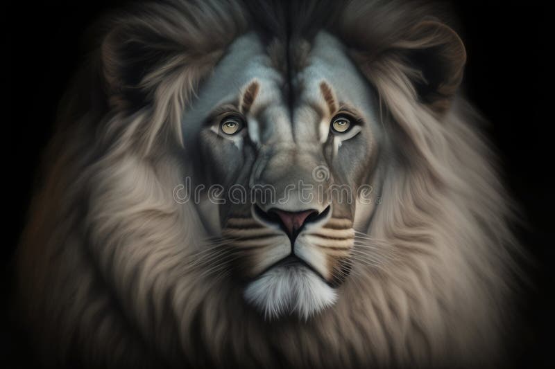 Generative AI: Painted Lion with Moon and Glitter Stock Illustration ...