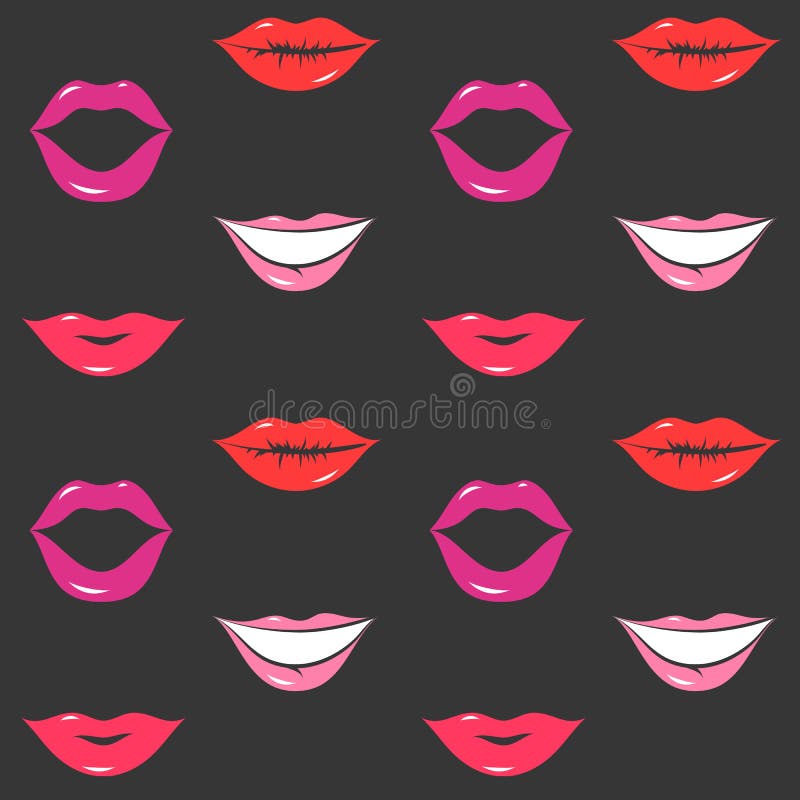 Painted Lips Pattern Seamless Stock Vector - Illustration of silhouette ...