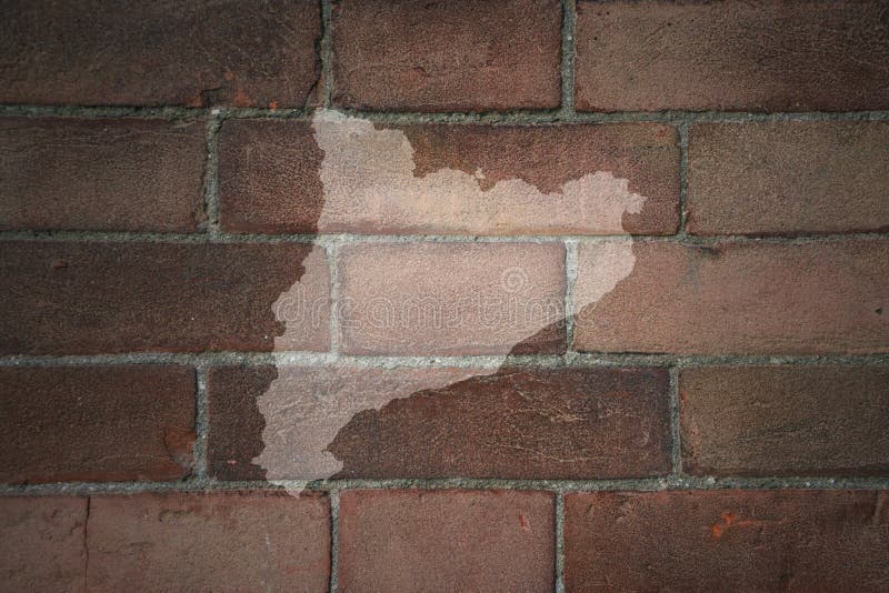 Map of Catalonia on a Old Brick Wall Stock Image - Image of catalonia ...