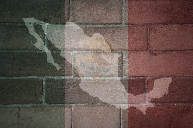 Map and Flag of Mexico on a Old Brick Wall Stock Photo - Image of pure ...
