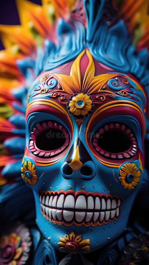 A Painted Mask in the Form of a Skull. Halloween or Day of the Dead ...