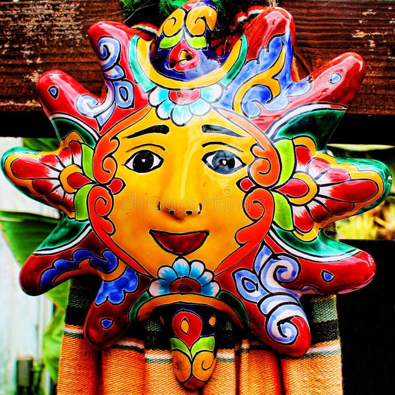 Painted Mexican Sun stock image. Image of colored, front - 48040817