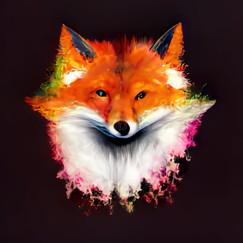 Painted Multicolored Fox. Generative AI Stock Illustration ...