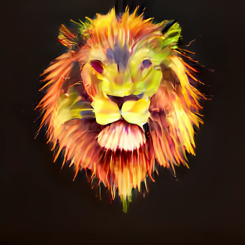 Painted Multicolored Lion Head. Generative AI Stock Illustration ...