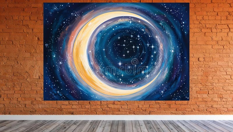 Painted Mural of Celestial Theme on a Rustic Ai Generated Stock ...