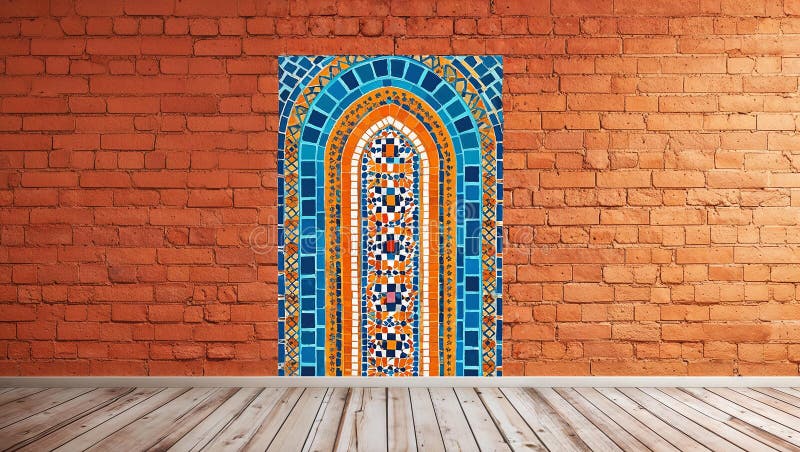 Painted Mural of Mosaic Design on a Rustic or Ai Generated Stock ...