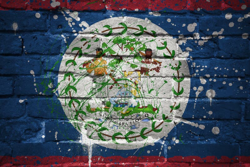 Painted National Flag of Belize on a Brick Wall Stock Image - Image of ...