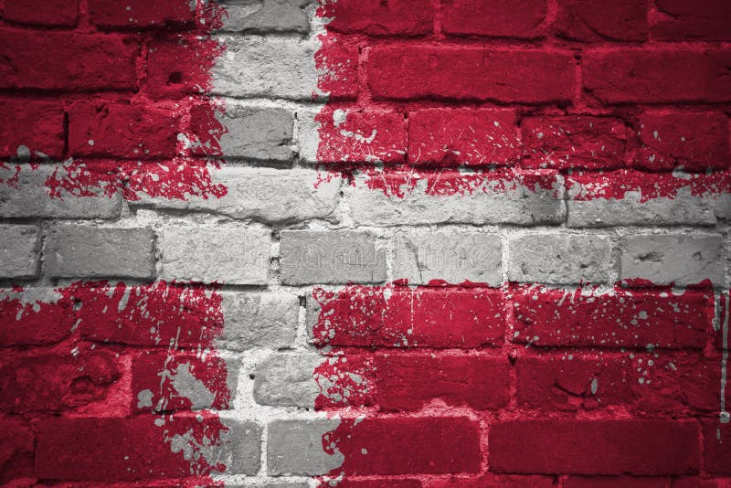 Painted National Flag of Denmark on a Brick Wall Stock Image - Image of ...