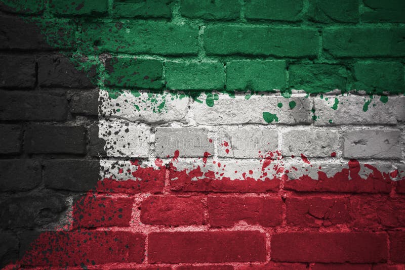 Painted National Flag of Kuwait on a Brick Wall Stock Image - Image of ...