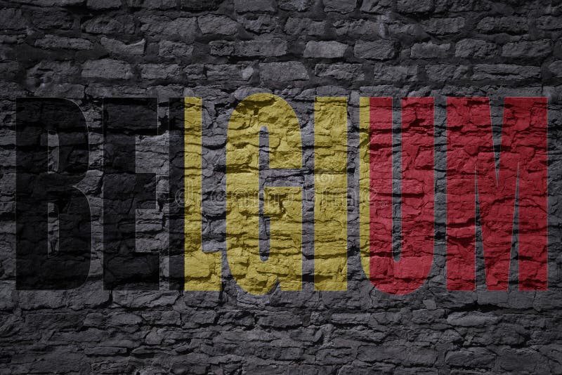 Painted National Flag with Text Belgium on a Old Brick Wall Stock Photo ...
