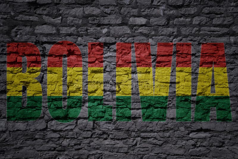 Painted National Flag with Text Bolivia on a Old Brick Wall Stock Image ...