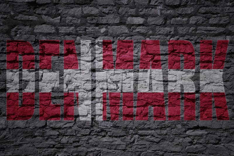 Painted National Flag with Text Denmark on a Old Brick Wall Stock Image ...