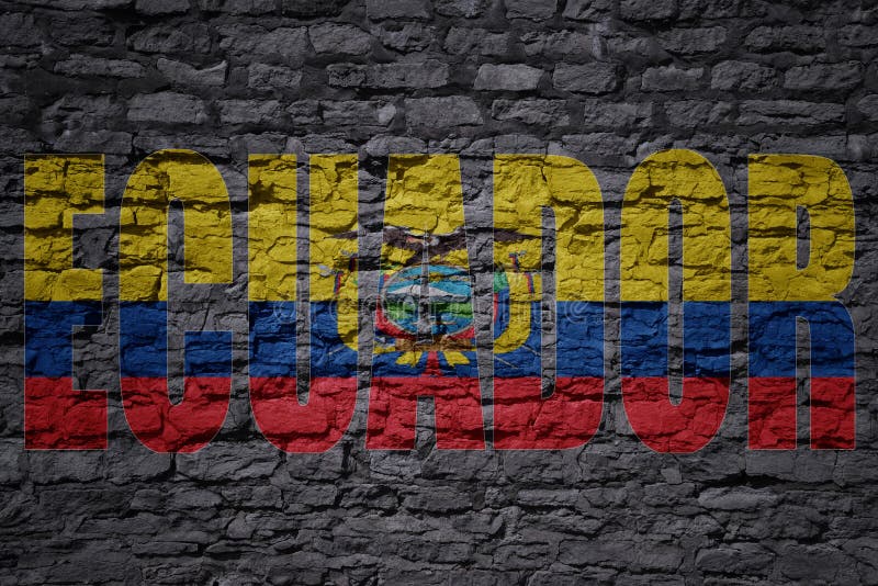 Painted National Flag with Text Ecuador on a Old Brick Wall Stock Image ...
