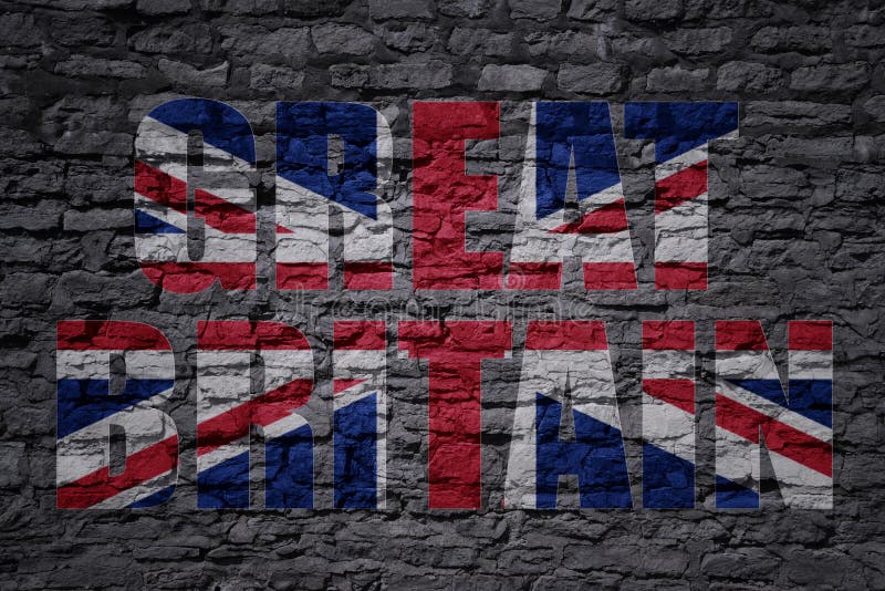 Painted National Flag with Text Great Britain on a Old Brick Wall Stock ...