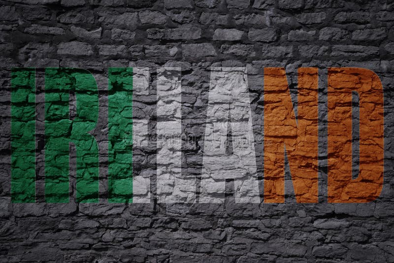 Painted National Flag with Text Ireland on a Old Brick Wall Stock Photo ...