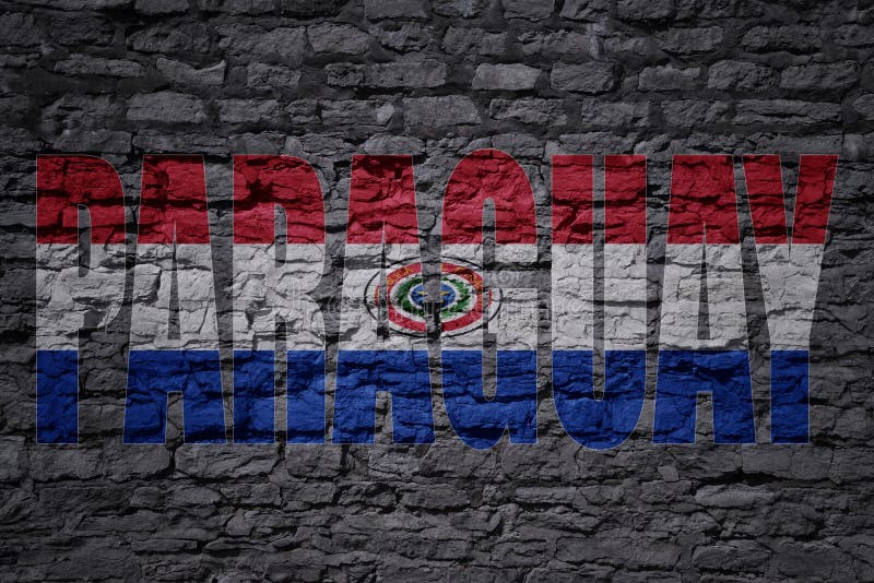 Painted National Flag with Text Paraguay on a Old Brick Wall Stock ...