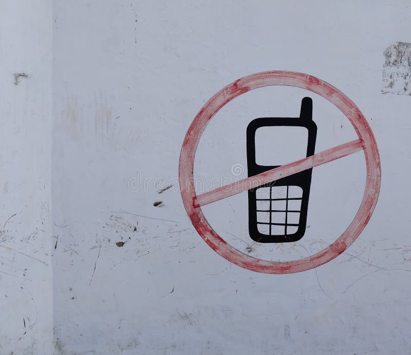 Painted No Phone Sign on the Wall with Space for Adding Text Stock ...
