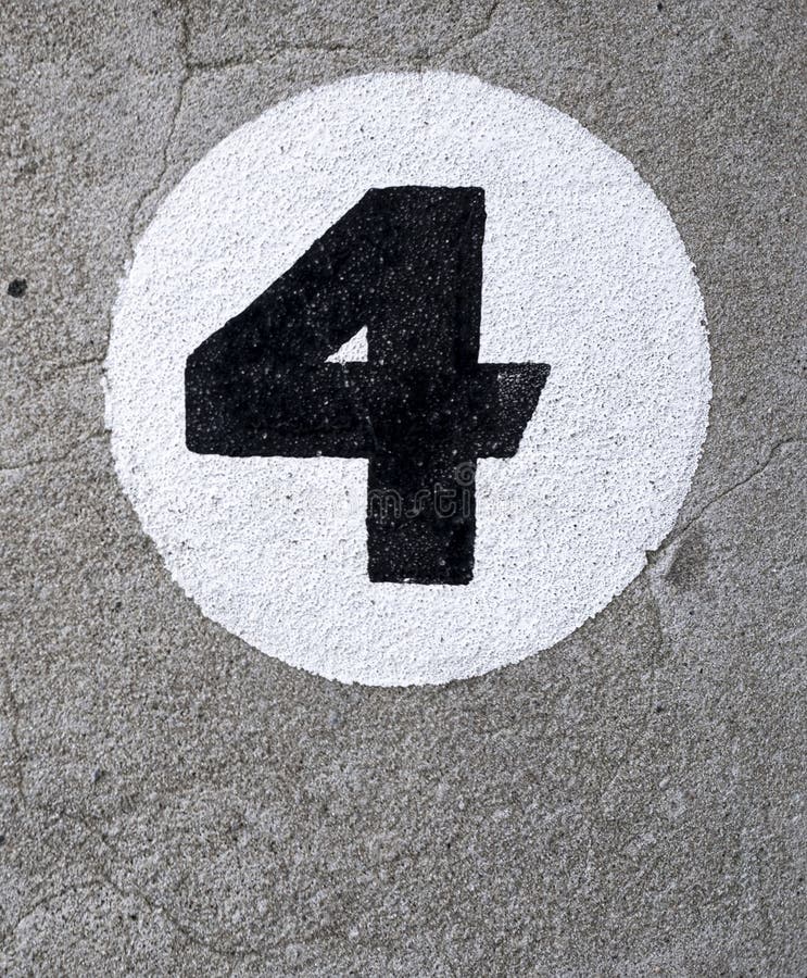 Painted Number Four on Wall on Wall Stock Image - Image of wall, digit ...