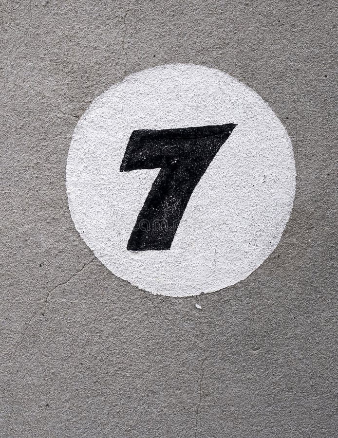 Painted Number Seven on Wall on Wall Stock Photo - Image of black ...