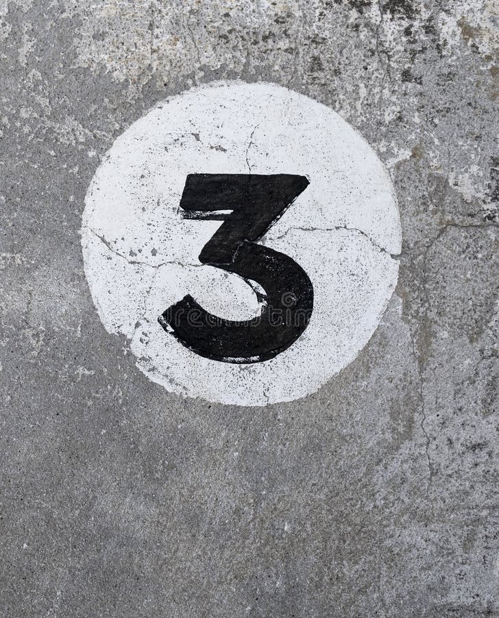 Painted Number Three on Wall Stock Image - Image of sign, numeral ...