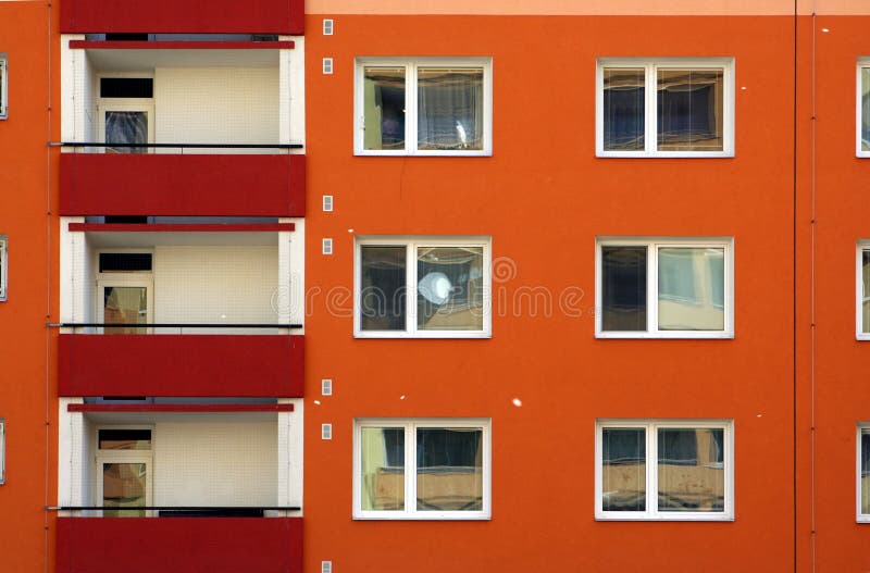 Painted orange building stock photo. Image of built, block - 19366460