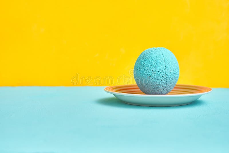 Painted Orange in Turquoise Color on an Ceramic Plate. Creativity ...