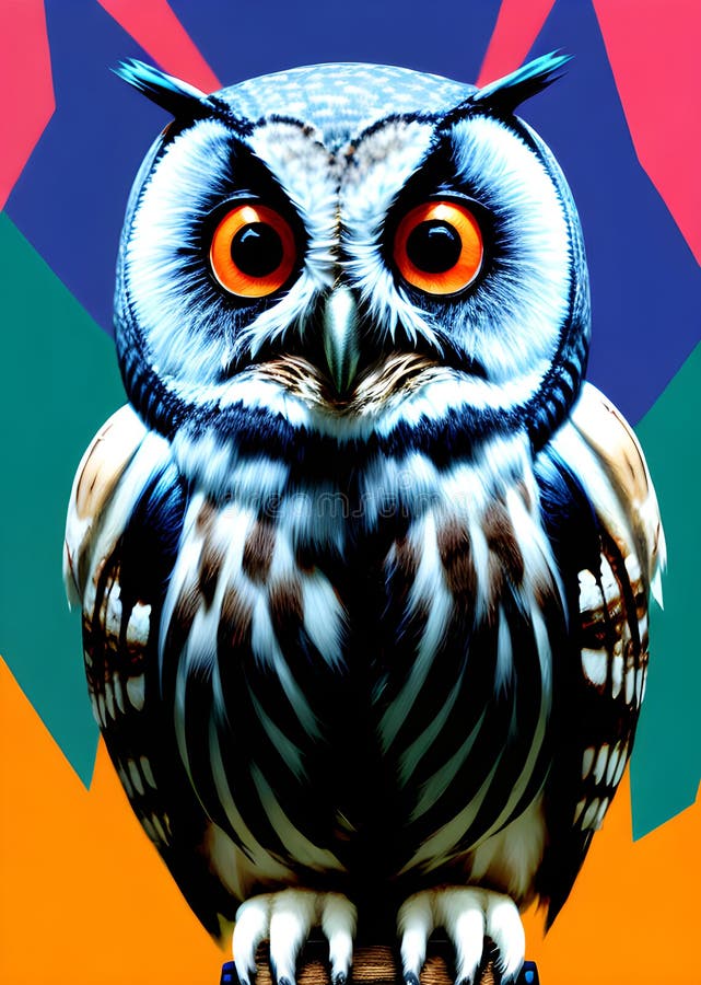 Painted Owls Knolling Volumetric Vintage Colors. Stock Illustration ...