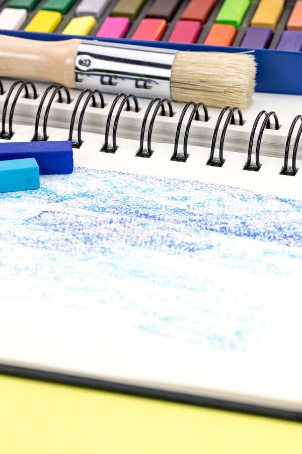 Painted Page of Sketchbook with Colorful Pieces of Chalk Stock Image ...