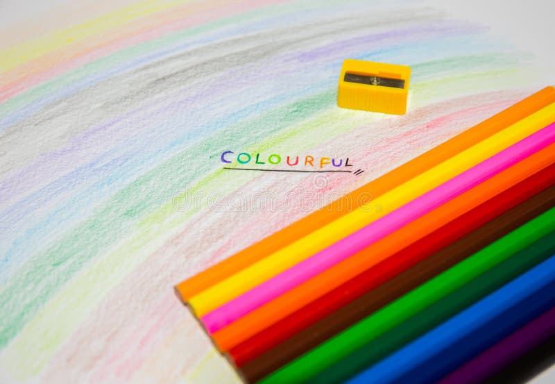 Painted Paper with Colour Pencil Stock Photo - Image of idea, sharp ...