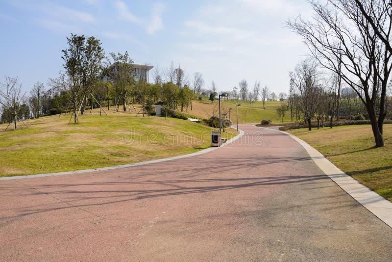 Painted Path on Slope of Hillside in Sunny Winter Afternoon Stock Image ...