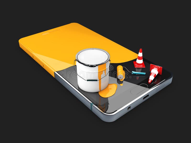 Painted a Phone, Recovery Concept, 3d Illustration Stock Illustration ...