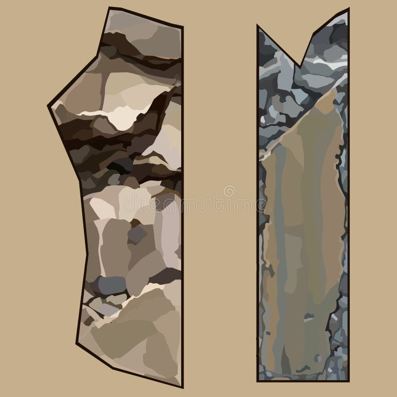 Painted Pieces of Elements from Brown and Gray Stone Stock Vector ...
