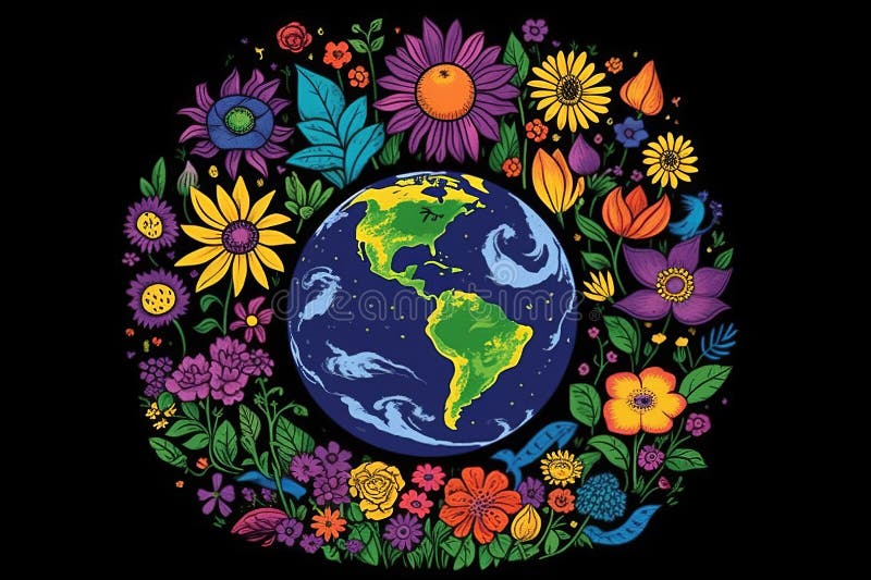 Painted Planet, Earth Day Concept. Generative AI Stock Illustration ...