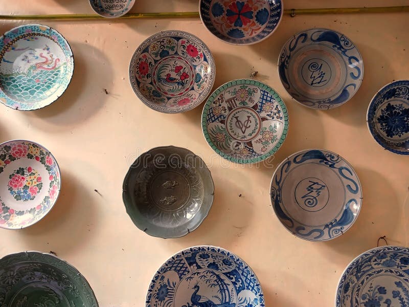 Painted Plates that are Used As Wall Decorations Stock Image - Image of ...