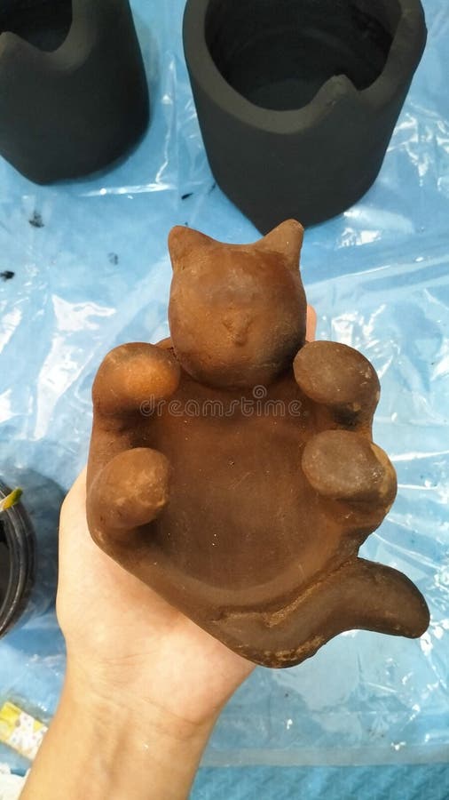 Painted Pottery in the Shape of a Cat Stock Photo - Image of painted ...