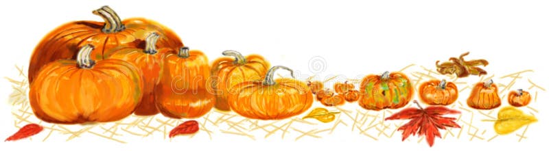 Painted pumpkin border stock illustration. Illustration of decoration ...