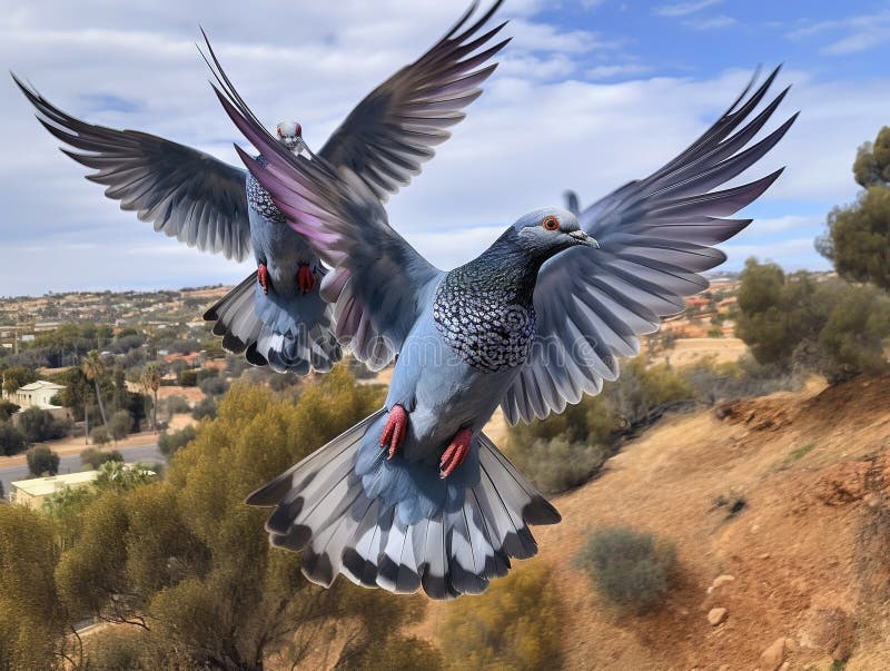 Painted Racing Pigeons Made with Generative AI Illustration Stock ...