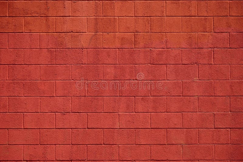 Painted Red Block Wall stock image. Image of cement, outdoor - 14636249