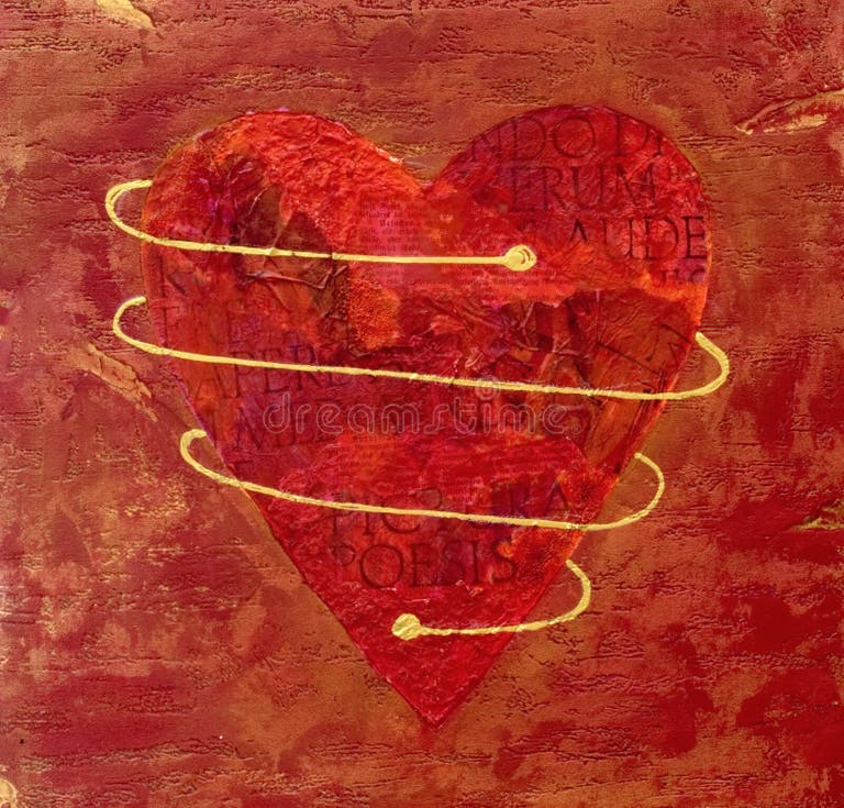Painted red heart collage stock illustration. Illustration of artwork ...