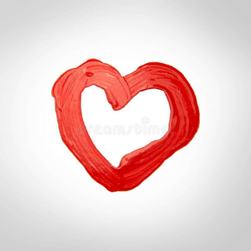 Painted red heart stock image. Image of romantic, draw - 95607431