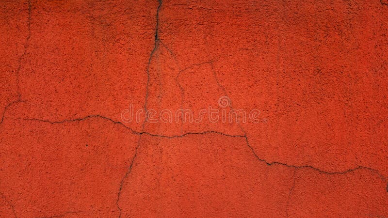 Red Wall with Cracks Close Up Stock Image - Image of design, damage ...