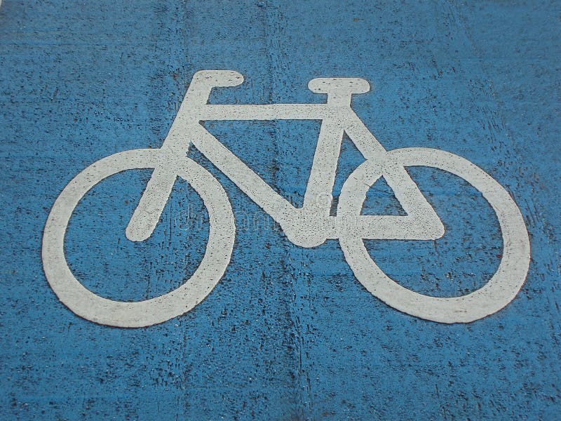 Painted Sign of Bicycle Painted on the Road Stock Photo - Image of ...