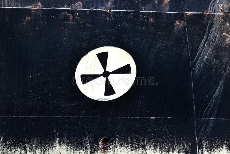 The Painted Sign of the Thruster on Board the Ship. Stock Image - Image ...