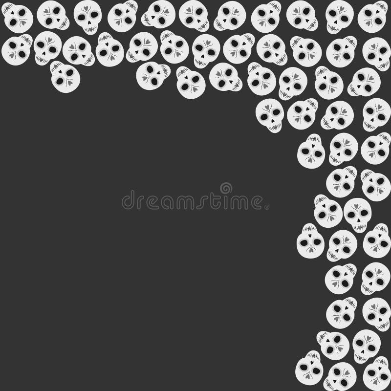 Painted Skulls in Grayscale Top Corner Frame Border Copyspace. Day of ...