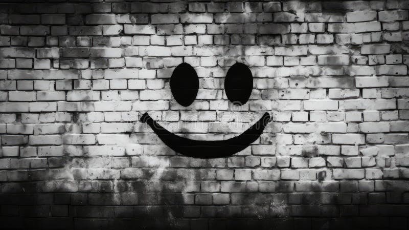 Painted Smiley Face Black and White Stock Image - Image of background ...