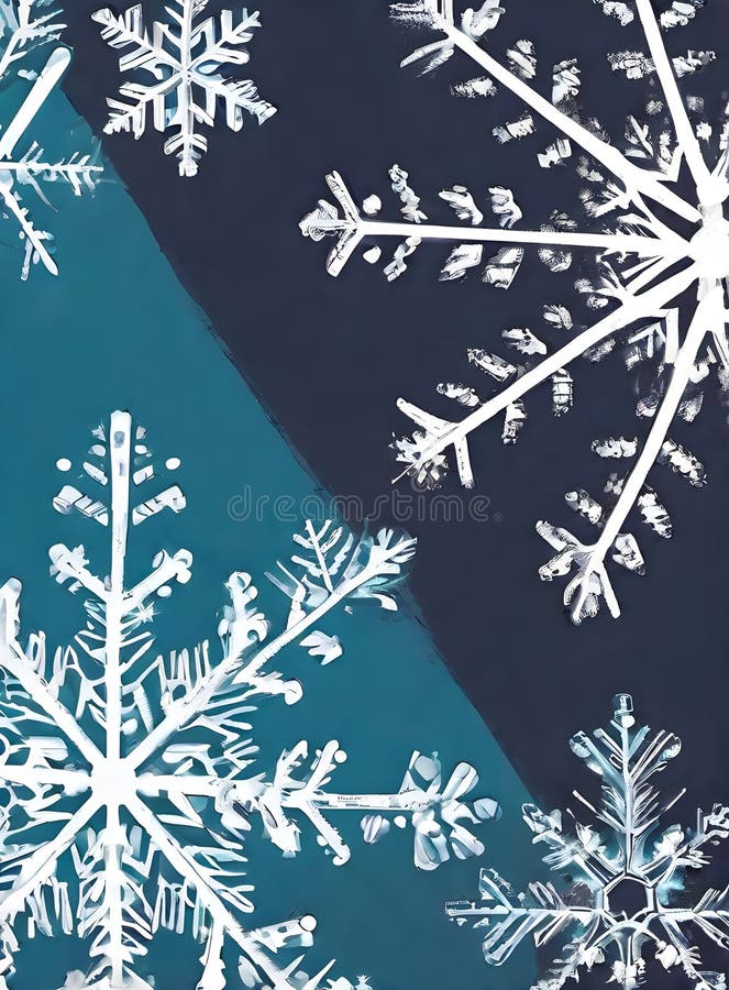 Painted Snowflakes on Duotone Background Drawing Palette. Stock ...