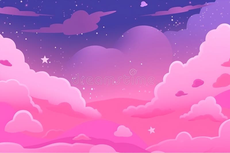 Painted Soft Purple Spring Background of Clouds and Celestial Bodies ...
