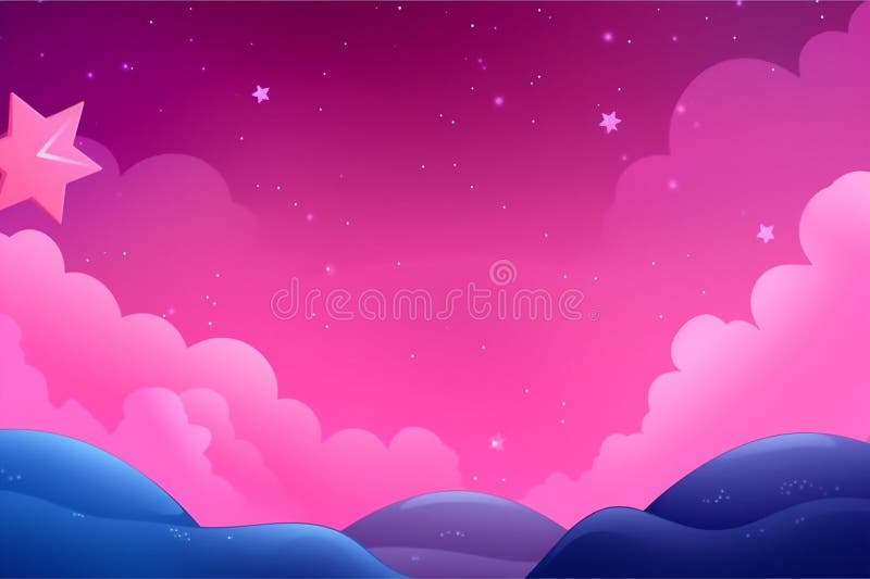 Painted Soft Purple Spring Background of Clouds and Celestial Bodies ...